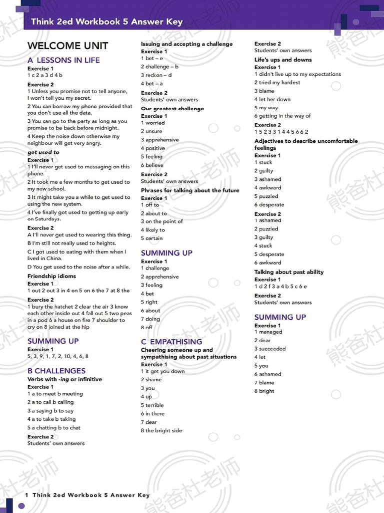 Think 2ed 5 Workbook Key | PDF