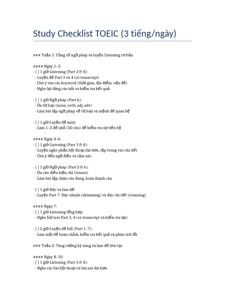 TOEIC_Study_Checklist | PDF