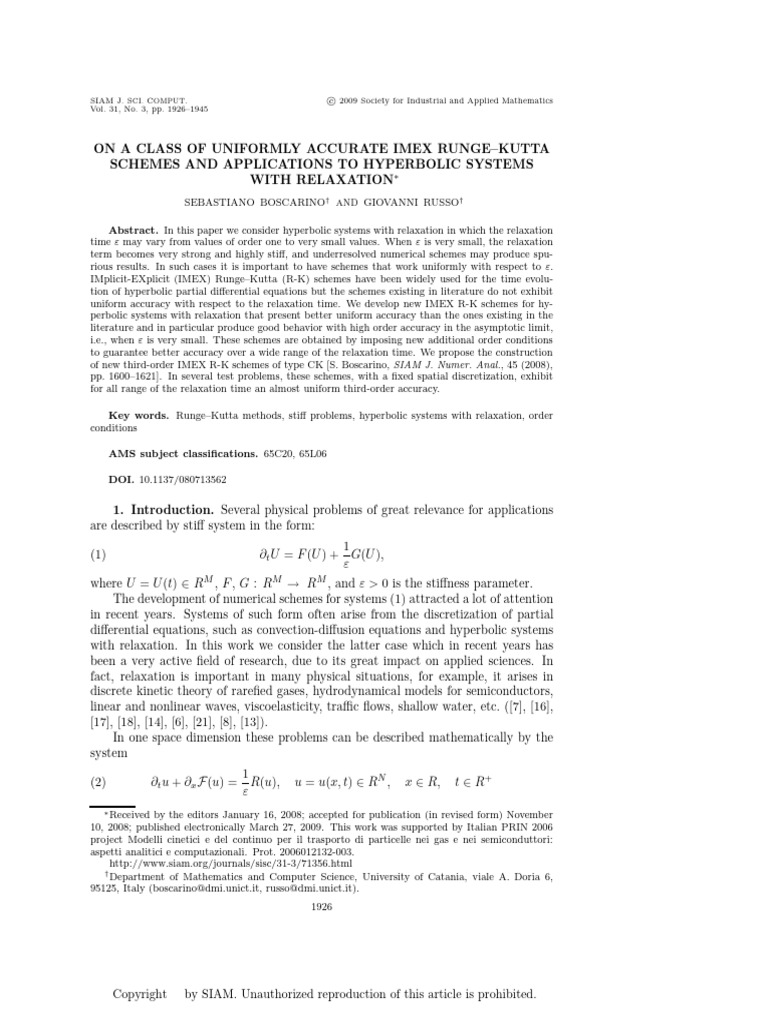 On a Class of Uniformly Accurate ImEx RK Schemes and Applications to Hyperbolic Systems With ...