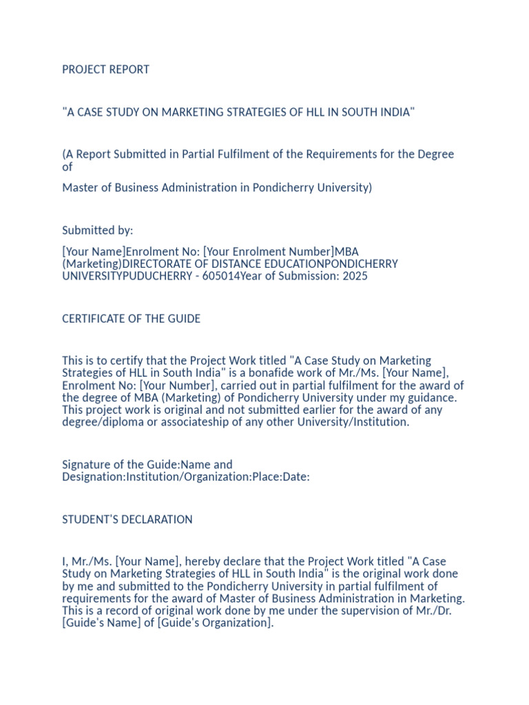 HLL Marketing Project Full | PDF | Marketing Strategy | Brand