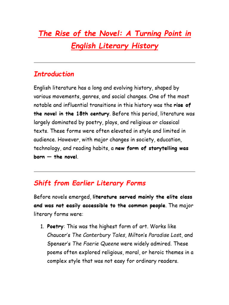 Impact of the Novel on Literature | PDF | Novels | English Literature