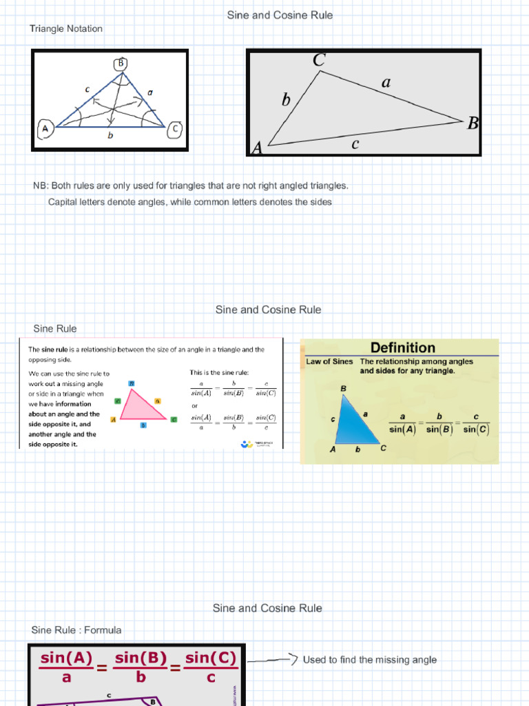 Sine & Cosine Rule | PDF