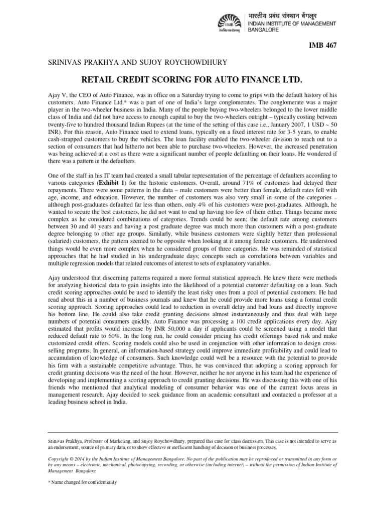 Retail Credit Scoring | PDF | Logistic Regression | Regression Analysis
