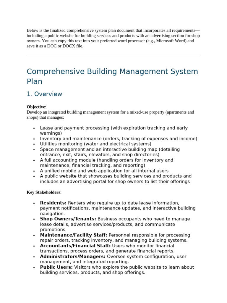 Comprehensive Building Management System | PDF | Databases | Websites