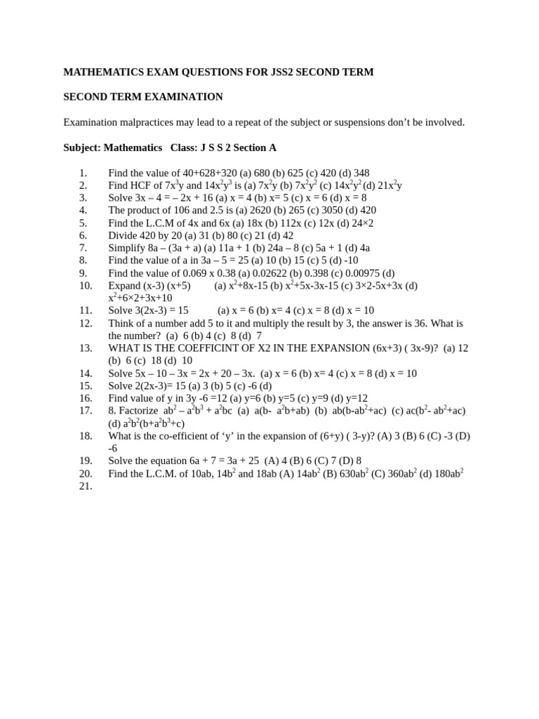 Mathematics g8 Second | PDF