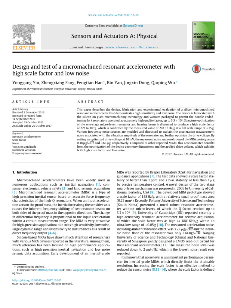High-Sensitivity Resonant Accelerometer | PDF | Resonance | Accelerometer