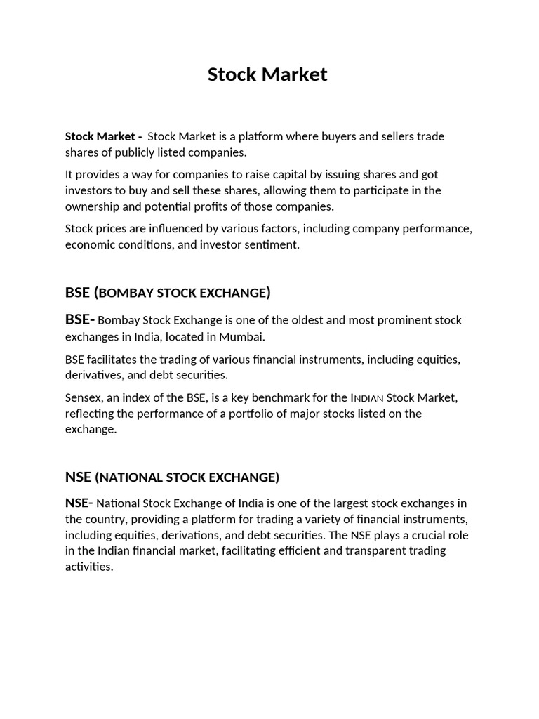 Overview of Bombay Stock Exchange | PDF