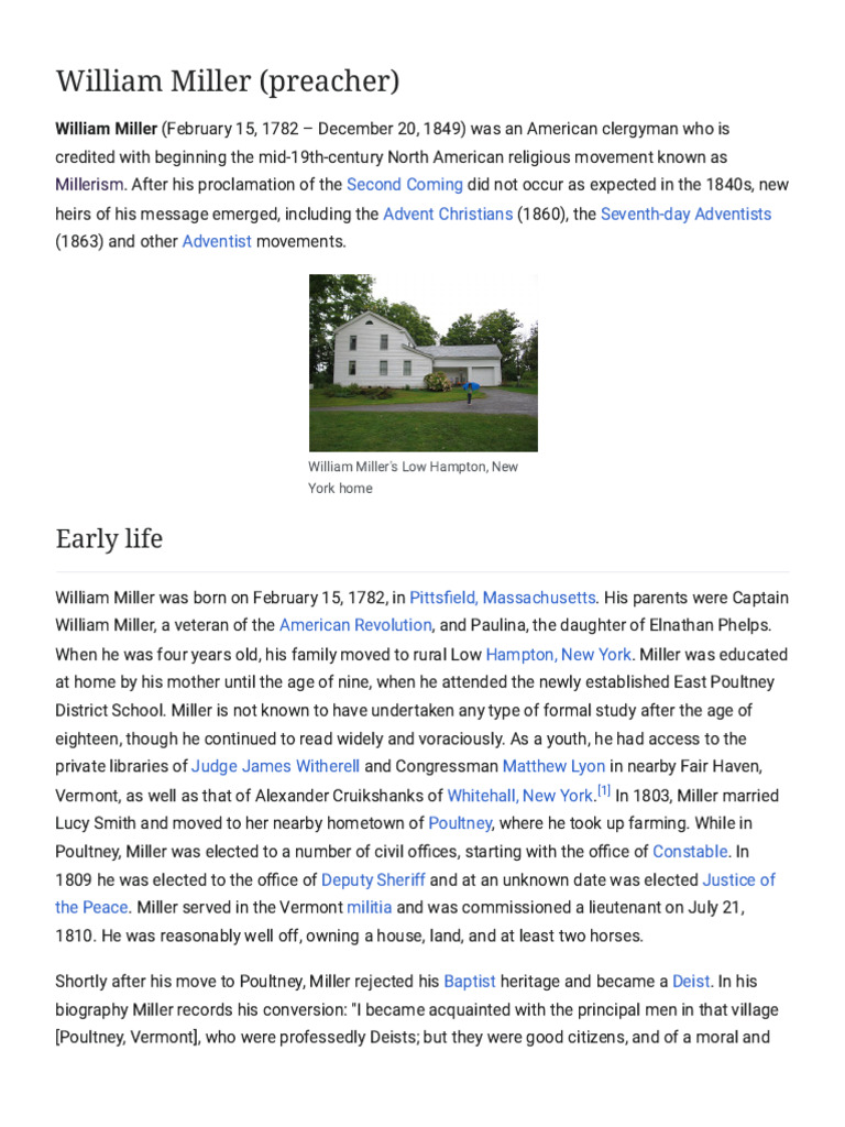 William Miller (Preacher) - Wikipedia | PDF | Religious Belief And ...