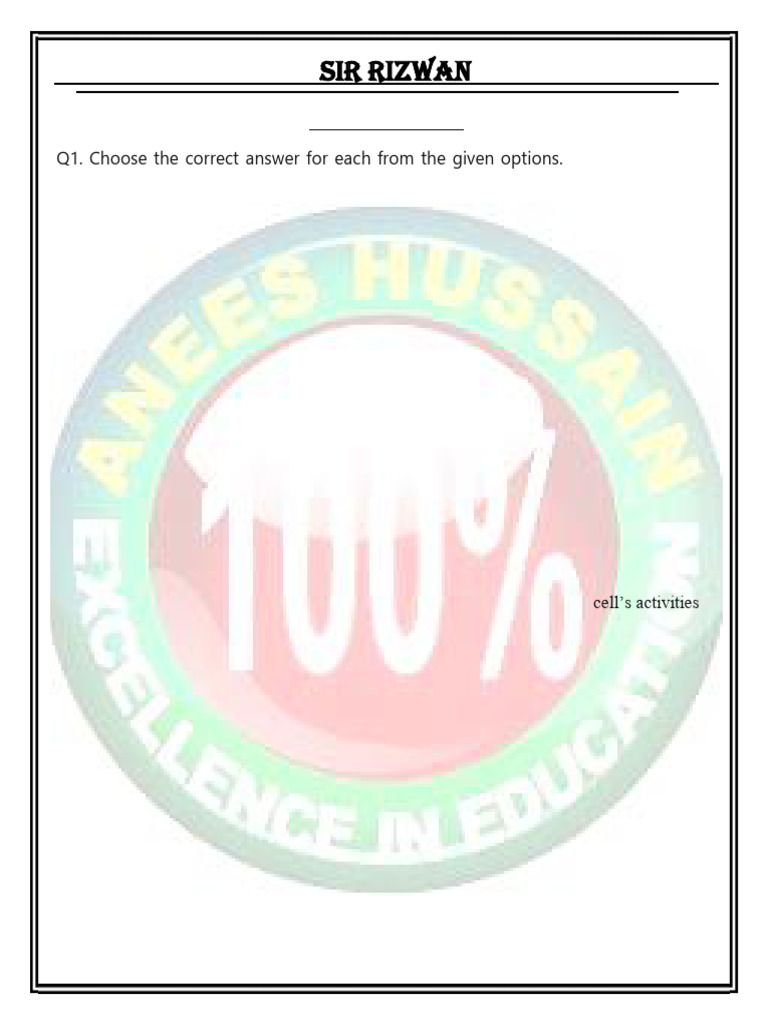 Xi-New STB Bio Mcqs (Sir Rizwan) | PDF | Enzyme | Cell (Biology)