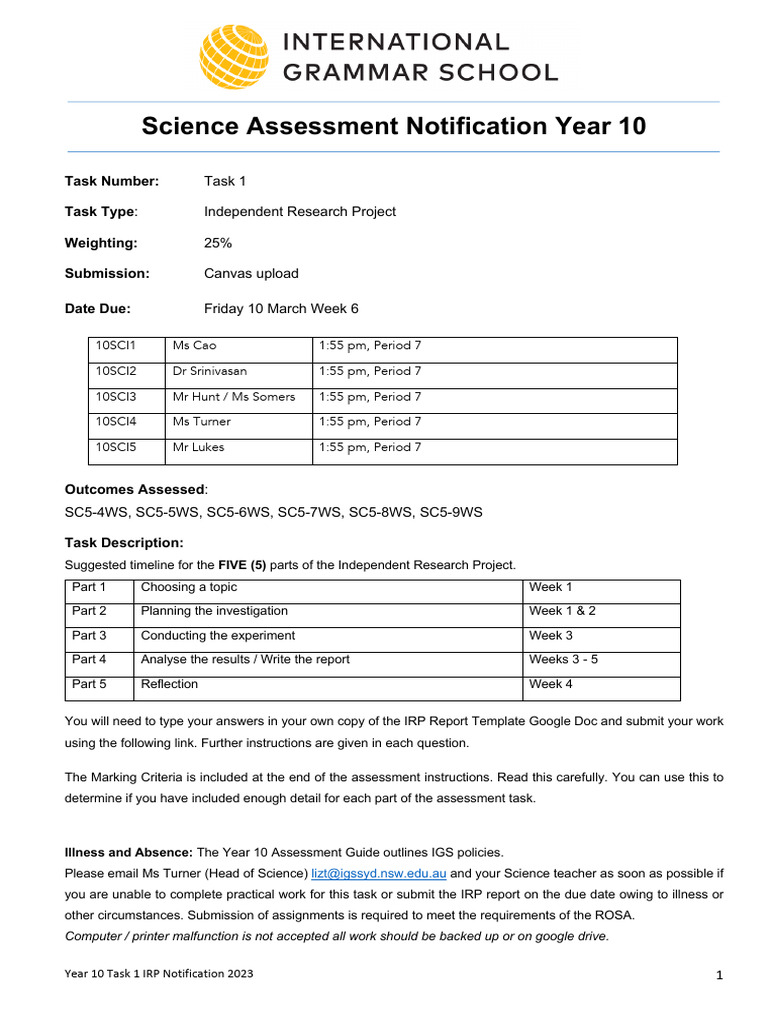 2023 10 Task 1 IRP Notification FINAL | PDF | Experiment | Theory