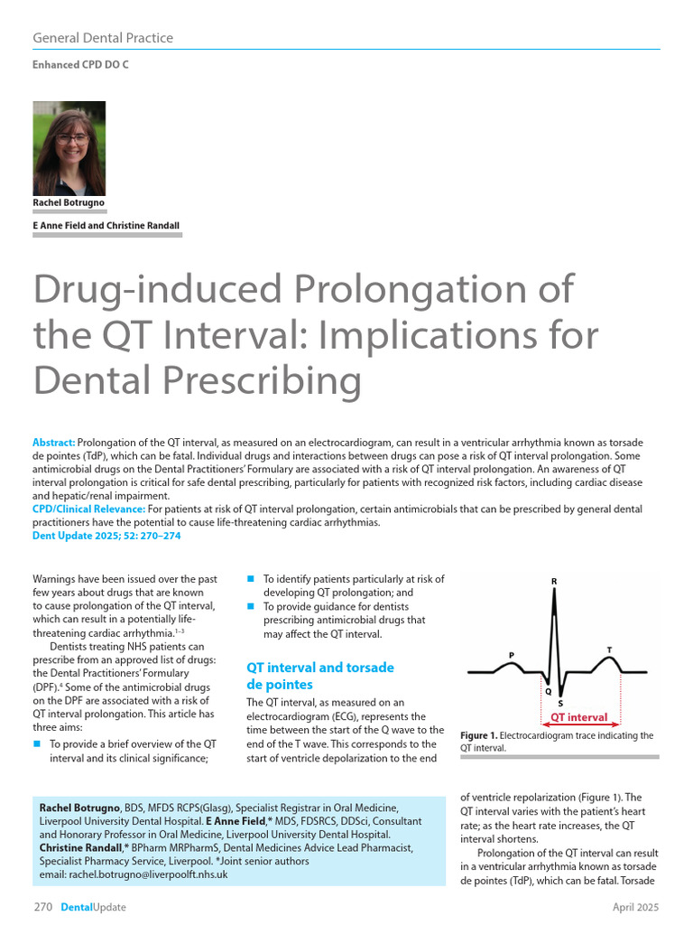 Drug-Induced Prolongation of The QT Interval Implications For Dental ...