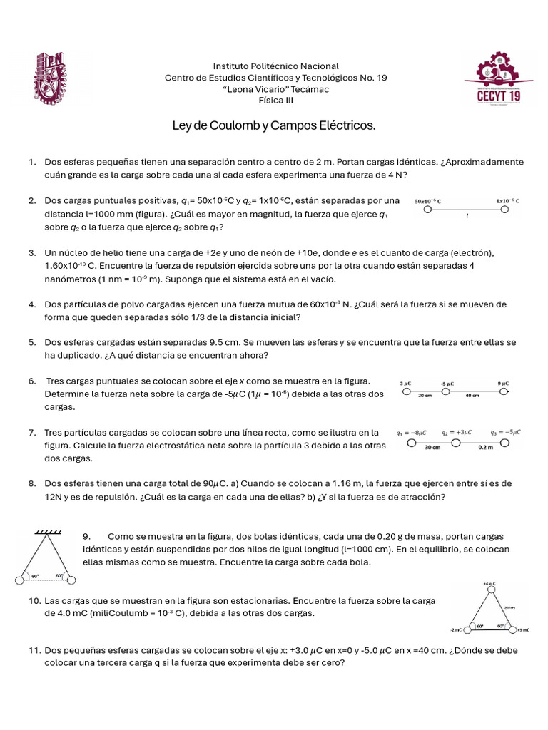 Ley de Coulomb y campo eléctrico | PDF | Fuerza | Campo eléctrico