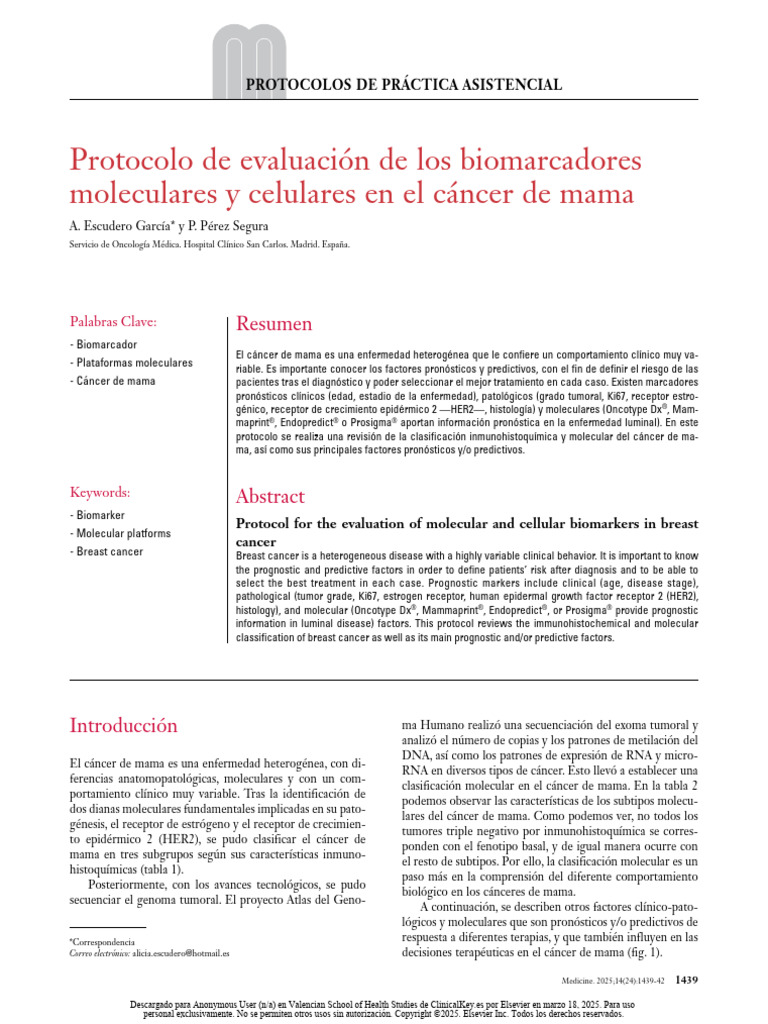 Biomarcadores en Ca Mama | PDF | Cáncer | Bioquímica