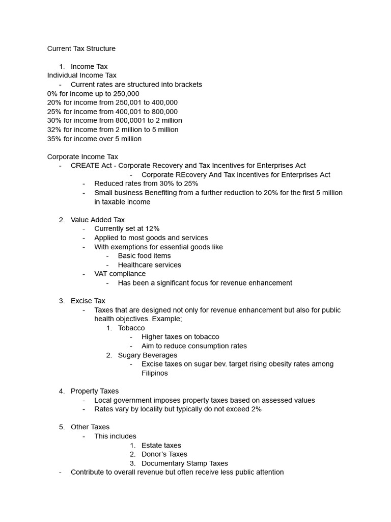 Philippine Tax Structure Overview | PDF | Taxes | Leasehold Estate