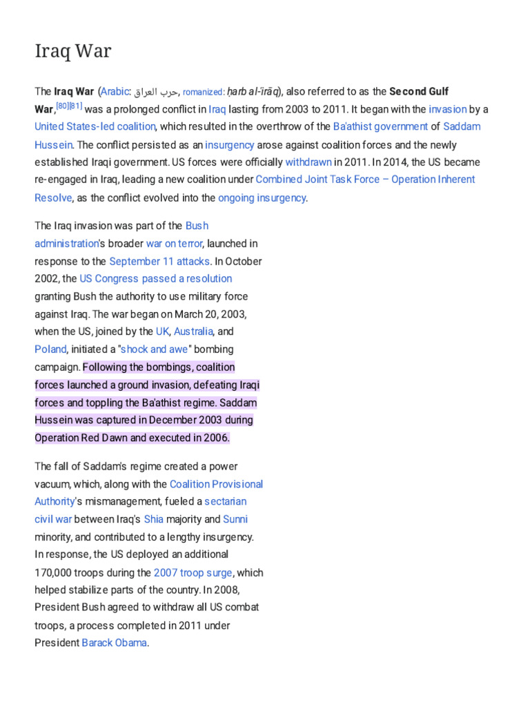 Iraq War - Wikipedia | PDF | Iraq War | Iraq