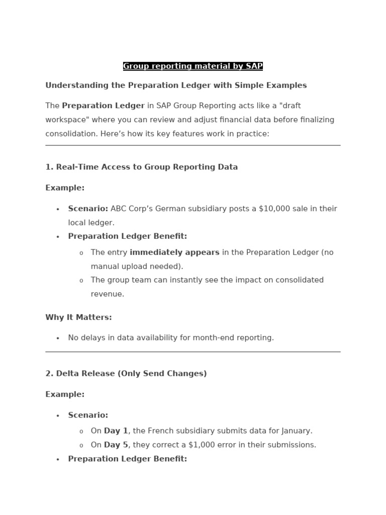 SAP Group Reporting Preparation Ledger Guide | PDF | Debits And Credits ...