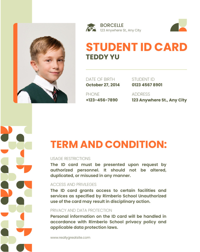 Green Geometric Student ID Card | PDF