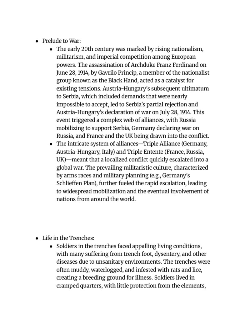 WW1 - Detailed Summary of War | PDF | Trench Warfare | Battle Of Verdun