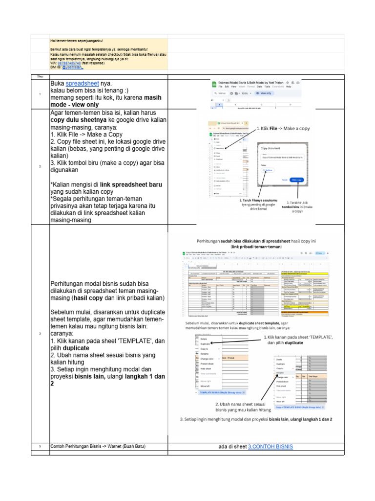 Panduan Mengisi Template Modal Usaha | PDF