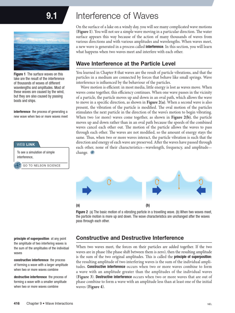 SPH3U 9.1 - Interference of Waves | PDF | Waves | Wavelength