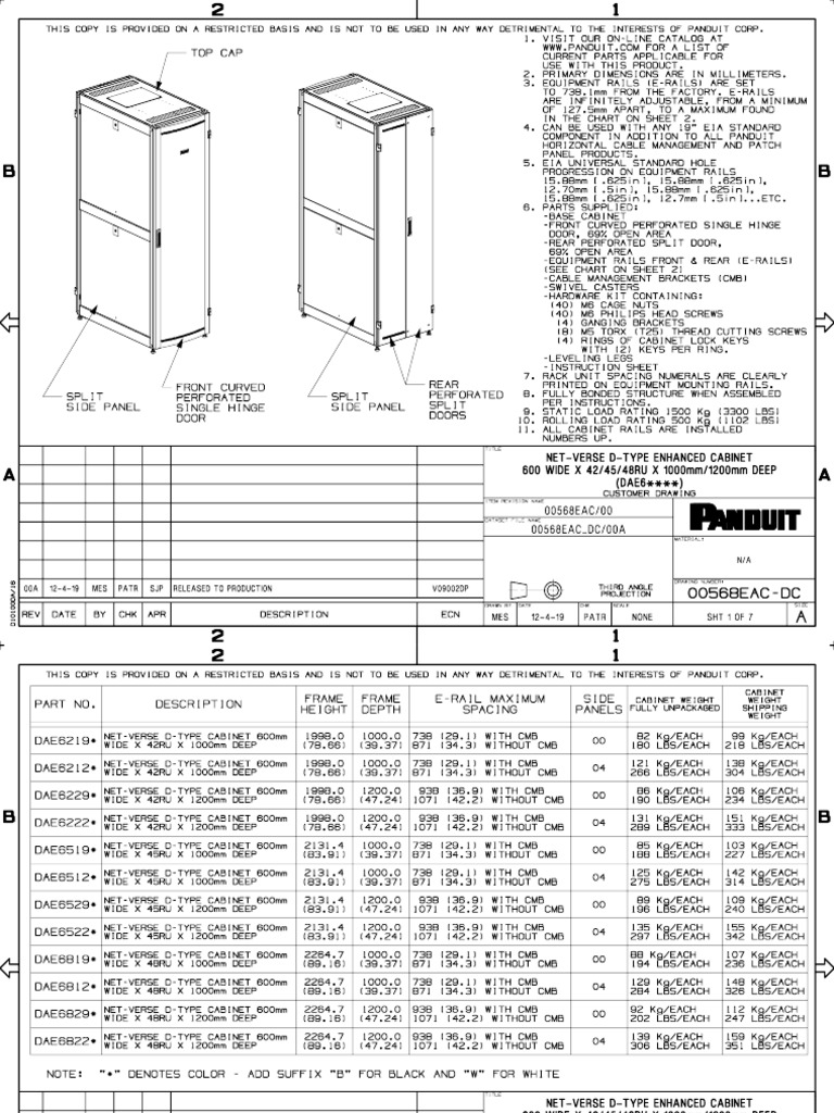 Panduit Net-Verse D-Type Cabinet Specs | PDF | Equipment | Manufactured ...
