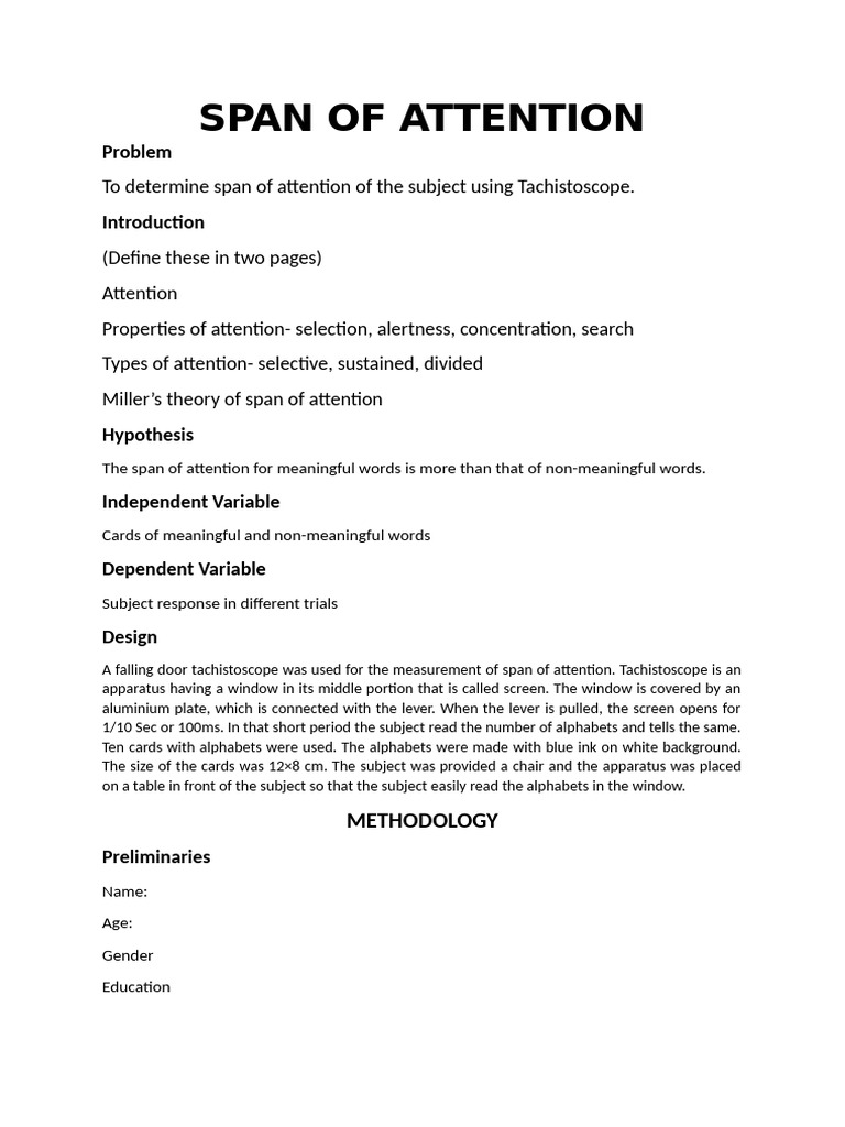 Experiment 2 Span of Attention | PDF | Recall (Memory) | Experiment