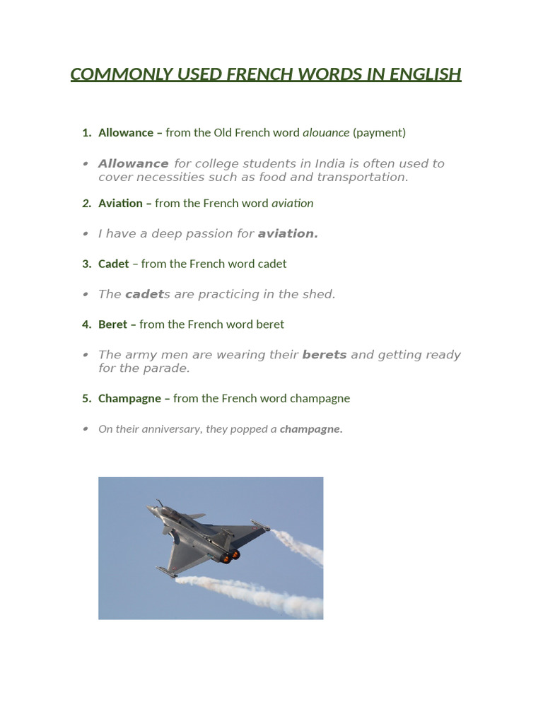 Commonly Used French Words in English | PDF