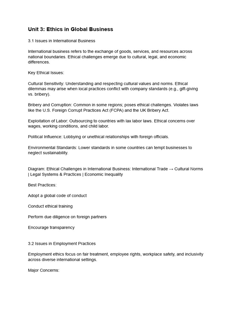 Global Business Ethics Challenges | PDF | Employment | Sustainability