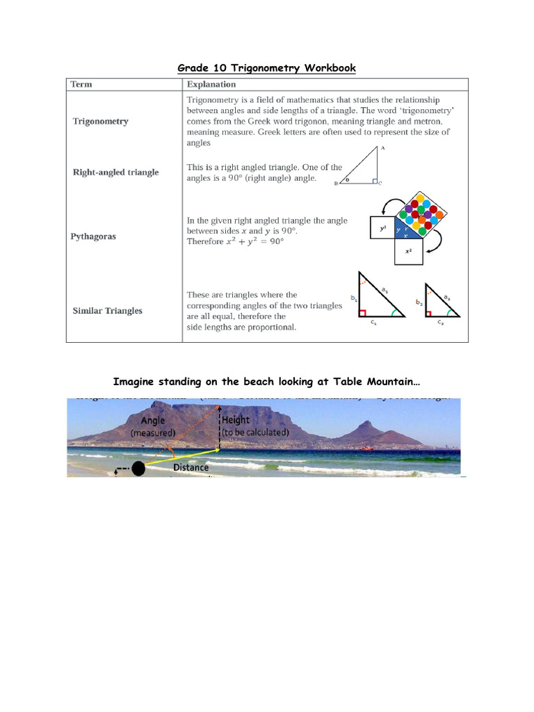 Grade 10 Trigonometry Workbook | PDF