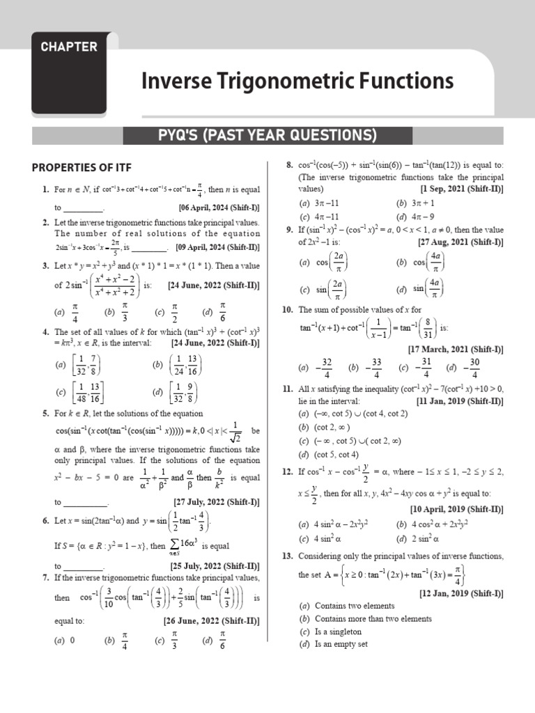 Inverse Trigonometric Functions | PDF | Trigonometric Functions | Pi