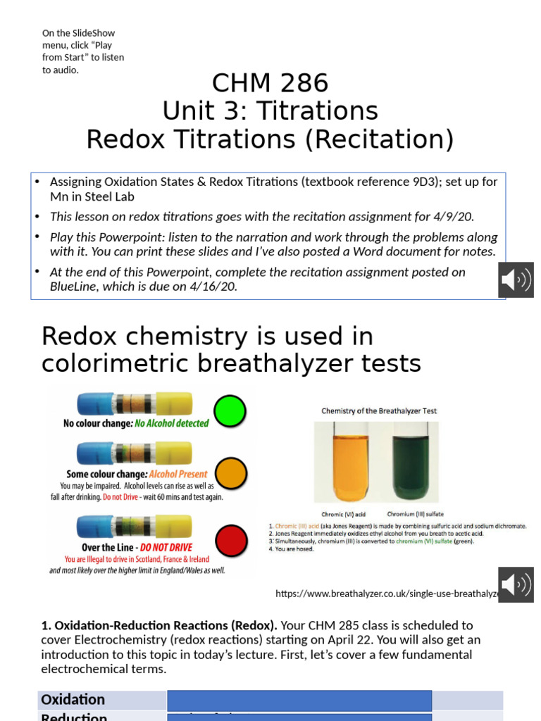 Unit 3 Redox Titrations 9april | PDF | Redox | Titration