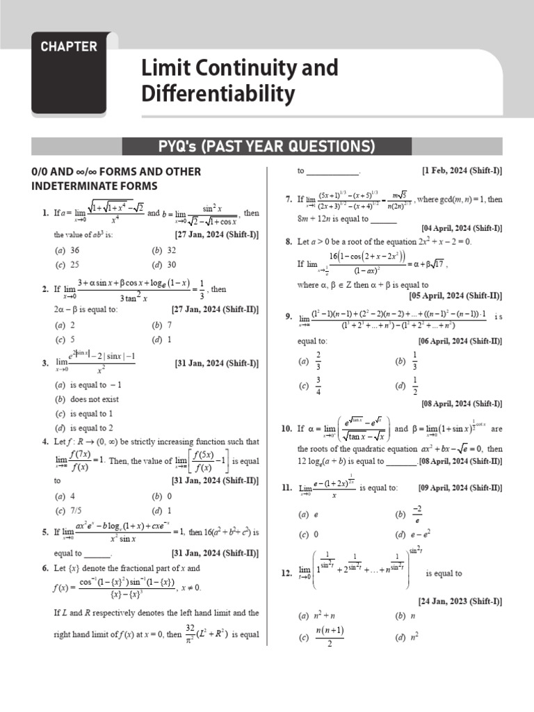 Limit Continuity and Differentiability | PDF | Function (Mathematics ...