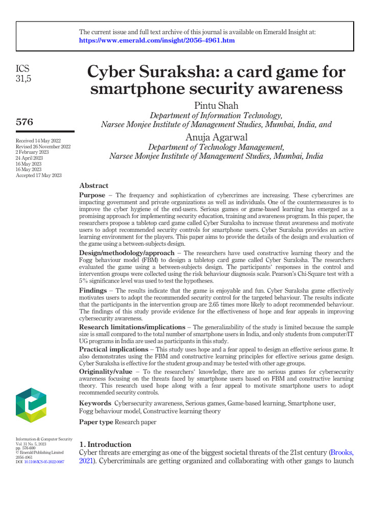 Cyber_Suraksha_a_card_game_fo | PDF | Computer Security | Security