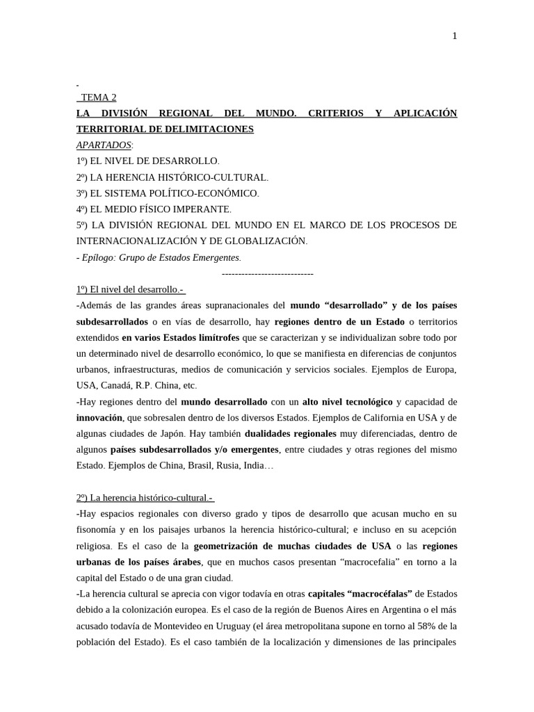 División Regional del Mundo: Criterios y Aplicación | PDF | America ...