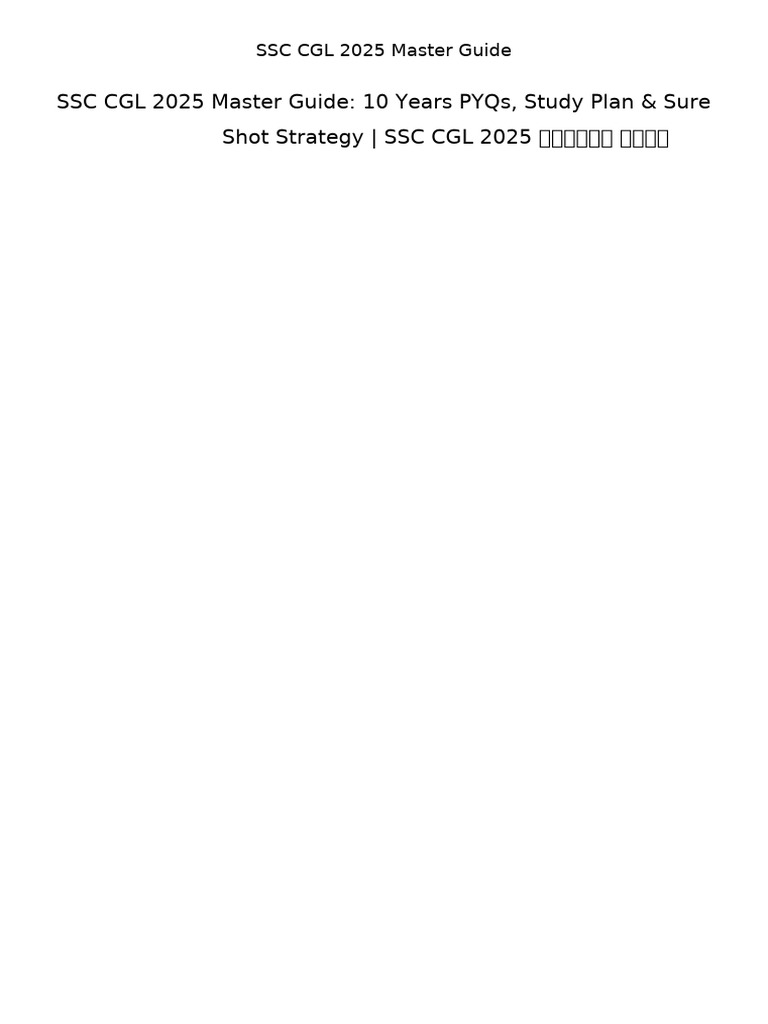 SSC CGL 2025 Master Guide | PDF