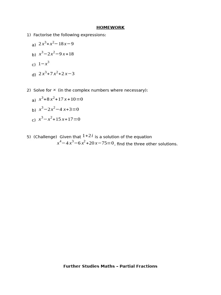Grade 10 Partial Fractions | PDF | Factorization | Mathematical Analysis