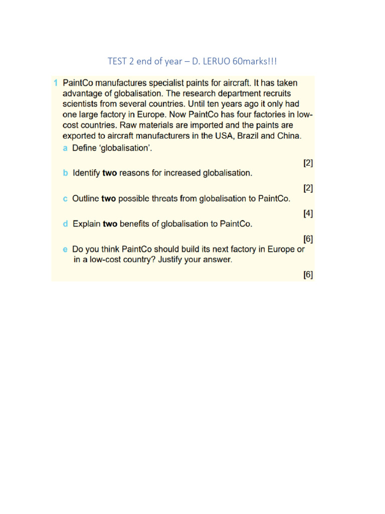 Test 2 End of Year - Leruo Disang | PDF