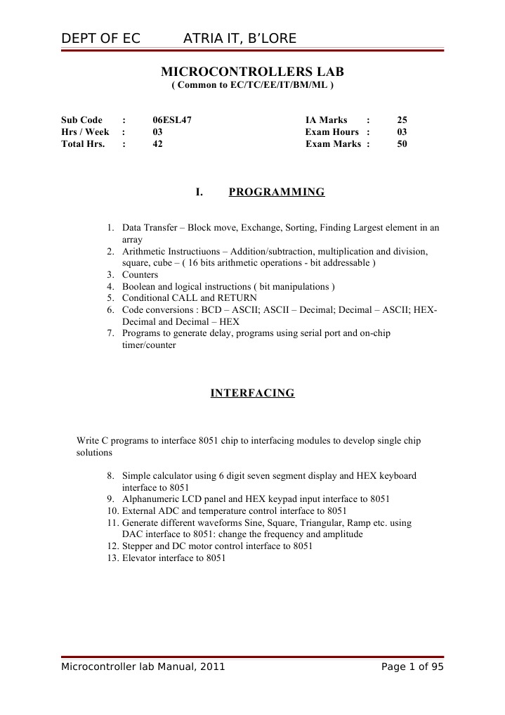 8051-Manual 2011 | PDF | Binary Coded Decimal | Microcontroller