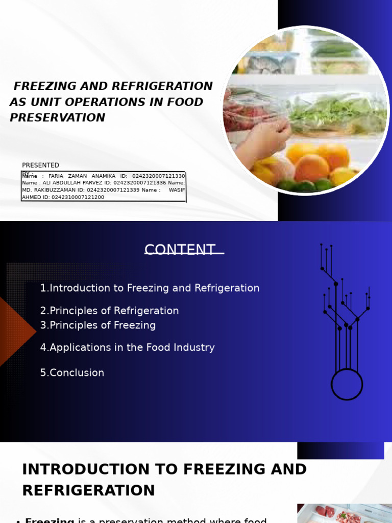 Freezing and Refrigeration in Food Preservation | PDF
