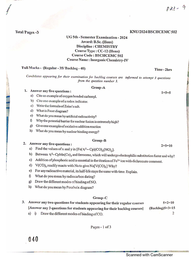 knu sem 4 Chemistry paper | PDF