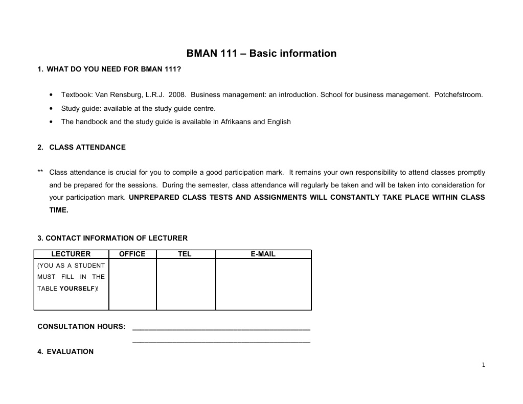 BMAN 111 Course Overview and Requirements | PDF | Test (Assessment ...
