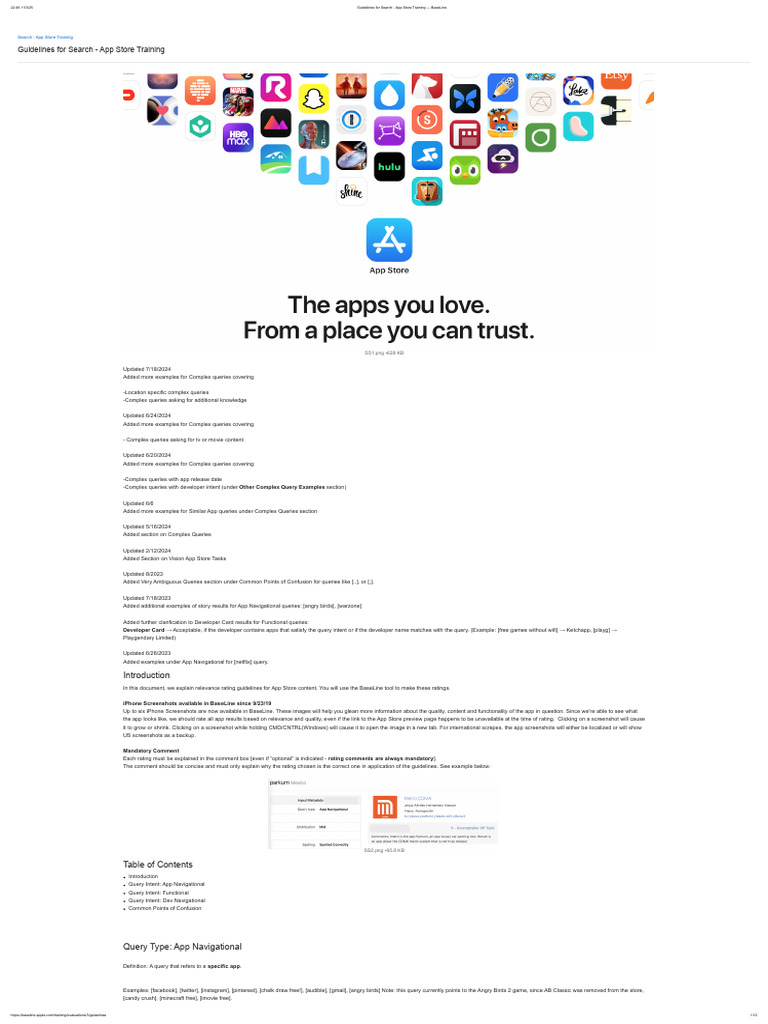 Guidelines For Search - App Store Training - BaseLine | PDF | Gmail | Mobile App