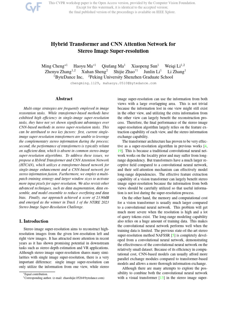Cheng Hybrid Transformer and CNN Attention Network For Stereo Image ...