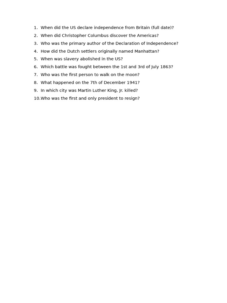 When Did the US Declare Independence From Britain | PDF