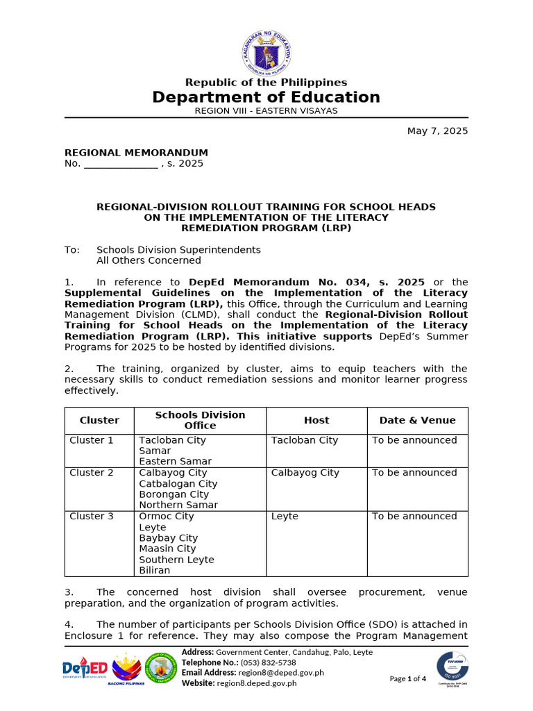 Reviewed Draft RM 2025 LRP SH | PDF | Education Theory | Learning