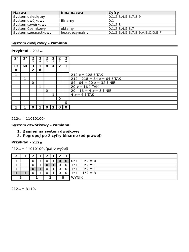 Danio - Systemy Liczbowe | PDF