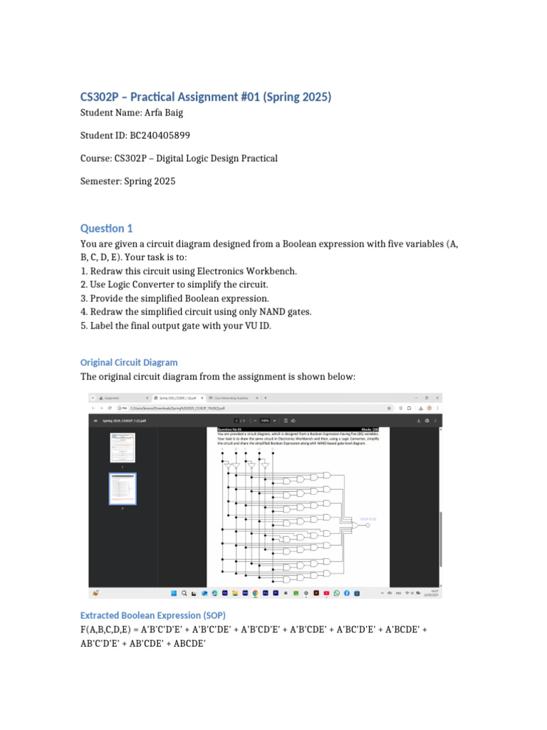 CS302P Assignment 01 Arfa Baig | PDF