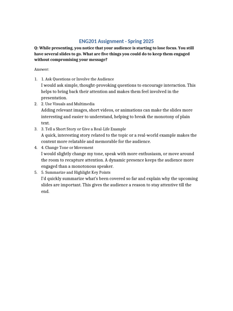 ENG201 Assignment Spring2025 | PDF
