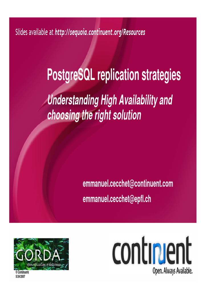 PostgreSQL Replication Strategies (PDFDrxive) | PDF | Postgre Sql | Replication (Computing)