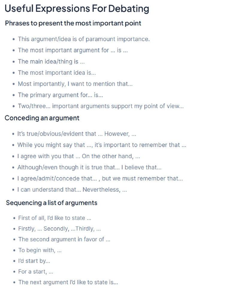 Useful Expressions For Debating | PDF